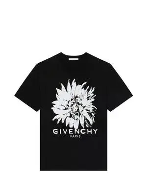 Givenchy T-shirt In Cotton With Sunflower Print - Black