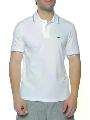 Emporio Armani Logo-patch Tipped Polo Shirt - White