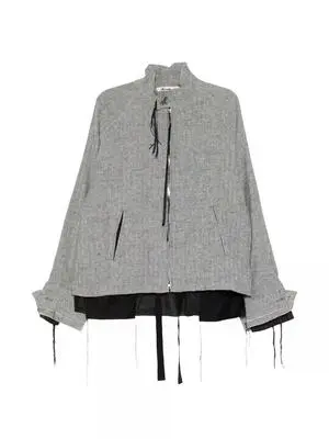 MIDORIKAWA Frayed Zip-up Shirt Jacket - Grey