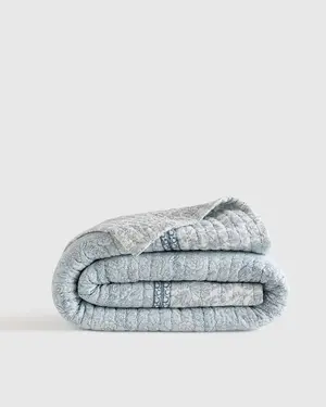 Quince Block Print Quilt - Blue