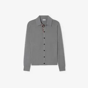 Burberry Wool Cardigan With Check Trim