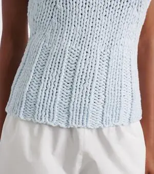 Khaite Cassie Knitted Cotton Top - Blue