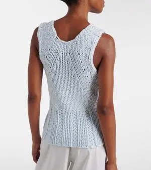 Khaite Cassie Knitted Cotton Top - Blue