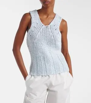 Khaite Cassie Knitted Cotton Top - Blue