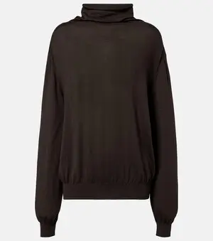 Khaite Annette Merino Wool Cowl Neck Sweater - Brown