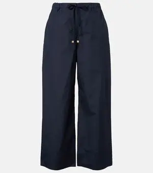 Max Mara Cropped Wide-leg Cotton Pants - Blue