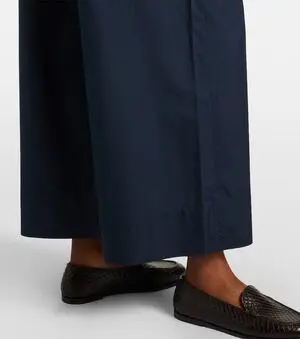 Max Mara Cropped Wide-leg Cotton Pants - Blue