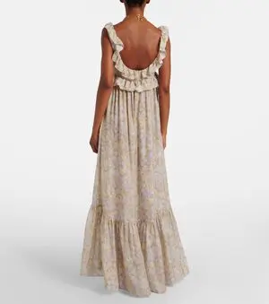 Chloé Floral Ruffled Silk Charmeuse Maxi Dress - Multicoloured