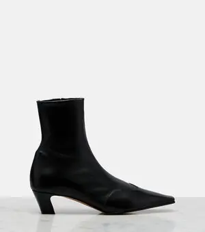 Khaite Nevada Leather Ankle Boots - Black