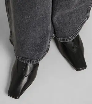 Khaite Nevada Leather Ankle Boots - Black