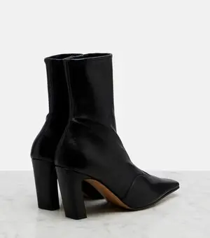 Khaite Nevada Leather Ankle Boots - Black