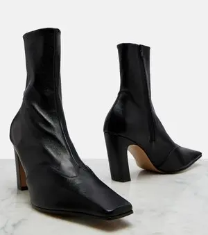 Khaite Nevada Leather Ankle Boots - Black