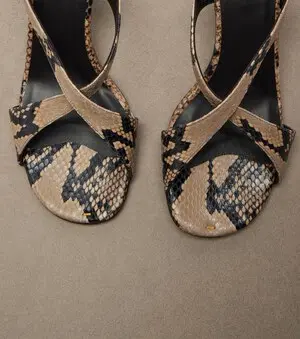 Khaite Liria Snake-effect Leather Sandals - Beige