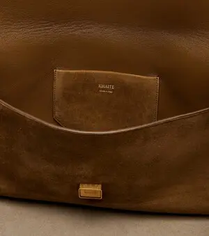 Khaite Audrey Suede Clutch - Brown