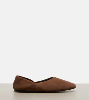 Khaite Jane Snake-effect Leather And Suede Ballet Flats - Brown