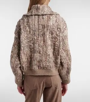 Brunello Cucinelli Sequined Mohair-blend Cardigan - Beige