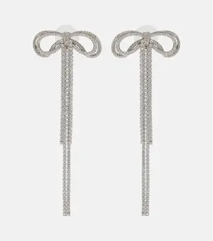 SELF-PORTRAIT Bow Crystal-embellished Drop Earrings - Silver