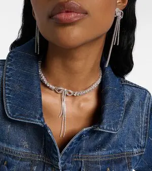 SELF-PORTRAIT Bow Crystal-embellished Choker
