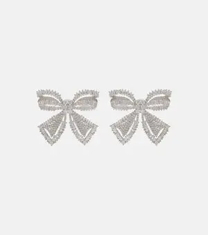 SELF-PORTRAIT Bow Crystal-embellished Earrings - Silver