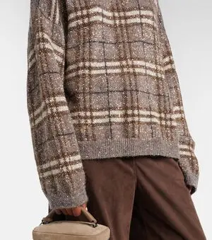 Brunello Cucinelli Checked Sequined Sweater