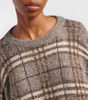 Brunello Cucinelli Checked Sequined Sweater