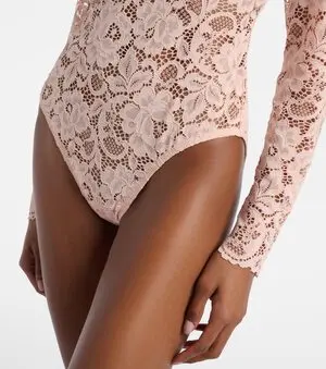 SELF-PORTRAIT Floral Lace Bodysuit - Beige