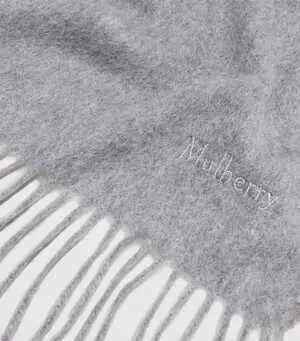 Mulberry Cashmere Fringed Scarf - Grey