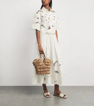 Zimmermann Mahon Cotton Midi Skirt - Ivory