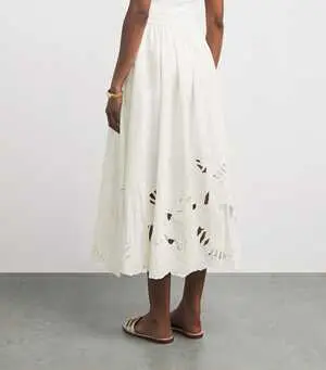 Zimmermann Mahon Cotton Midi Skirt - Ivory
