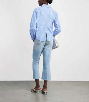 L'Agence Sequinned Floral Stripe Shirt