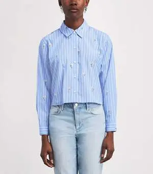 L'Agence Sequinned Floral Stripe Shirt