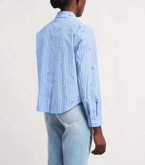 L'Agence Sequinned Floral Stripe Shirt