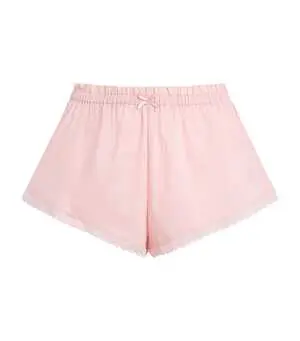 SKIMS Cotton-blend Poplin Apparel Shorts With Lace Trim - Pink