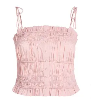 SKIMS Cotton-blend Poplin Ruffle Cami Top - Pink