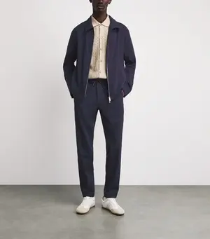 BOSS Elst Slim Fit Wool-blend Trousers With Drawstring Waist