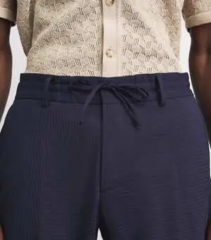 BOSS Elst Slim Fit Wool-blend Trousers With Drawstring Waist