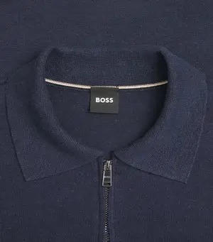 BOSS Linen-blend Zip-up Polo Shirt