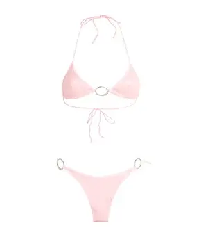 Oseree Sequin Embellished Triangle Bikini - Pink