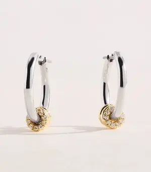 SPINELLI KILCOLLIN Sterling Yellow Gold And Diamond Ara Deux Hoop Earrings - Silver