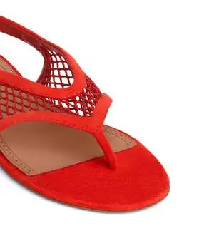 Alaïa Suede Fishnet Thong Sandals