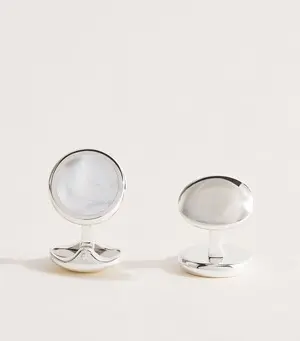 DEAKIN & FRANCIS Sterling Mother-of-pearl Round Cufflinks - Silver