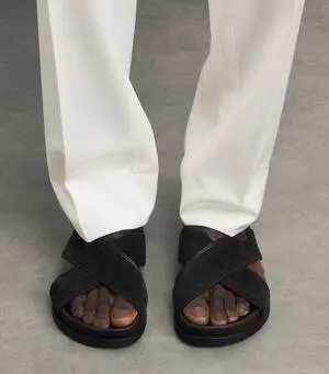 Brioni Suede Crossover Slides