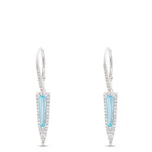 Benbridge Tapered Topaz And Diamond Drop Earrings In White Gold - Blue