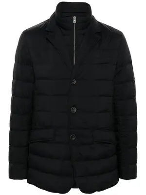 Herno Quilted Down Jacket With Notch Lapel - Black