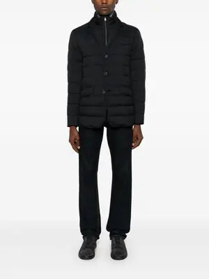 Herno Quilted Down Jacket With Notch Lapel - Black