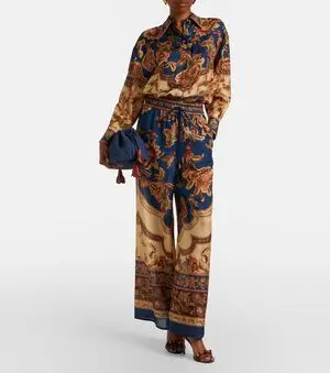 Zimmermann Aster Printed Silk Palazzo Pants