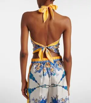 Gucci Printed Halterneck Silk Twill Top - Multicoloured