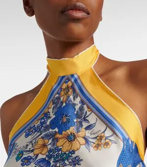 Gucci Printed Halterneck Silk Twill Top - Multicoloured