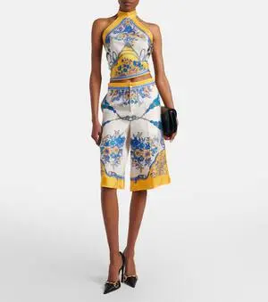 Gucci Printed Halterneck Silk Twill Top - Multicoloured