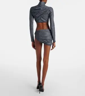 Gucci Gathered Lame Miniskirt In Light